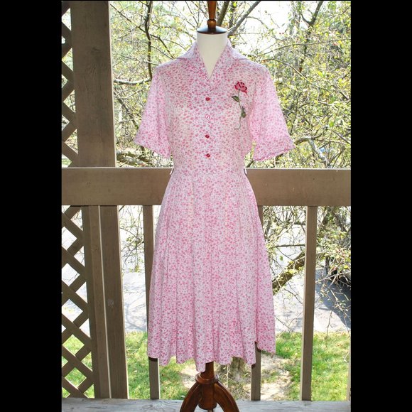 Flutterbye | Dresses | Vintage Flutterbye Floral Print Dress Retro Mod Short Sleeve Midi Dress ...